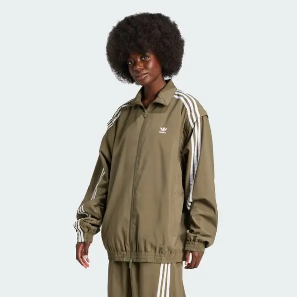 Adidas Adilenium Season 2 Oversized Zip-Off Track Top In Olive